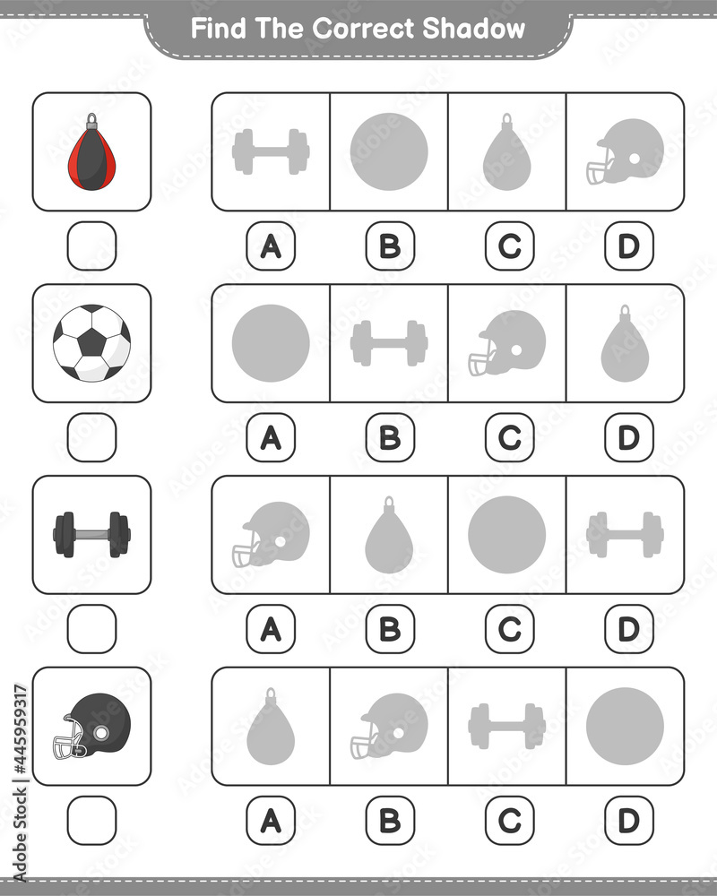 Find the correct shadow. Find and match the correct shadow of Soccer ...