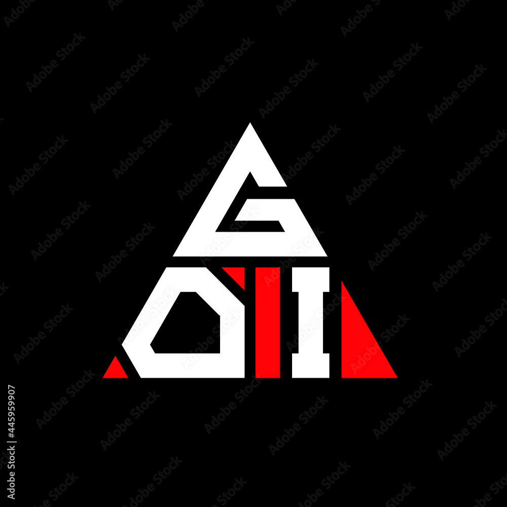 GOI triangle letter logo design with triangle shape. GOI triangle logo ...