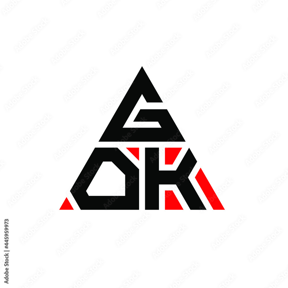 GOK triangle letter logo design with triangle shape. GOK triangle logo ...