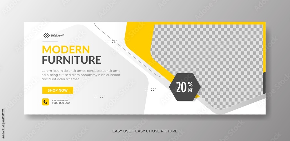 Modern furniture web banner template Stock Vector | Adobe Stock