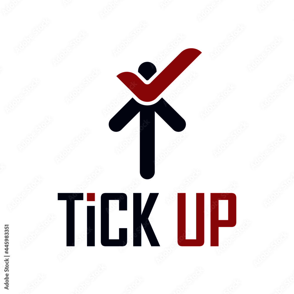 Stock logo creative man and tick up arrow symbol business grow ...