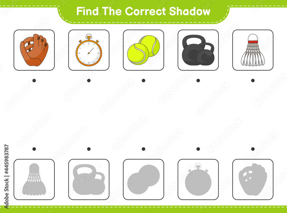 Find the correct shadow. Find and match the correct shadow of Baseball ...