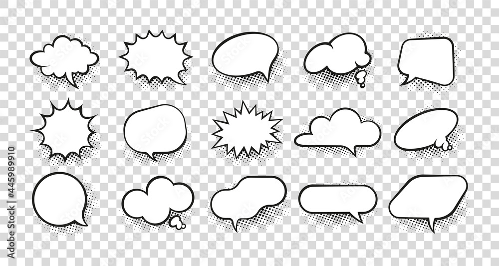Cartoon speech bubble. Comic retro dialog form and splash bam pow ...