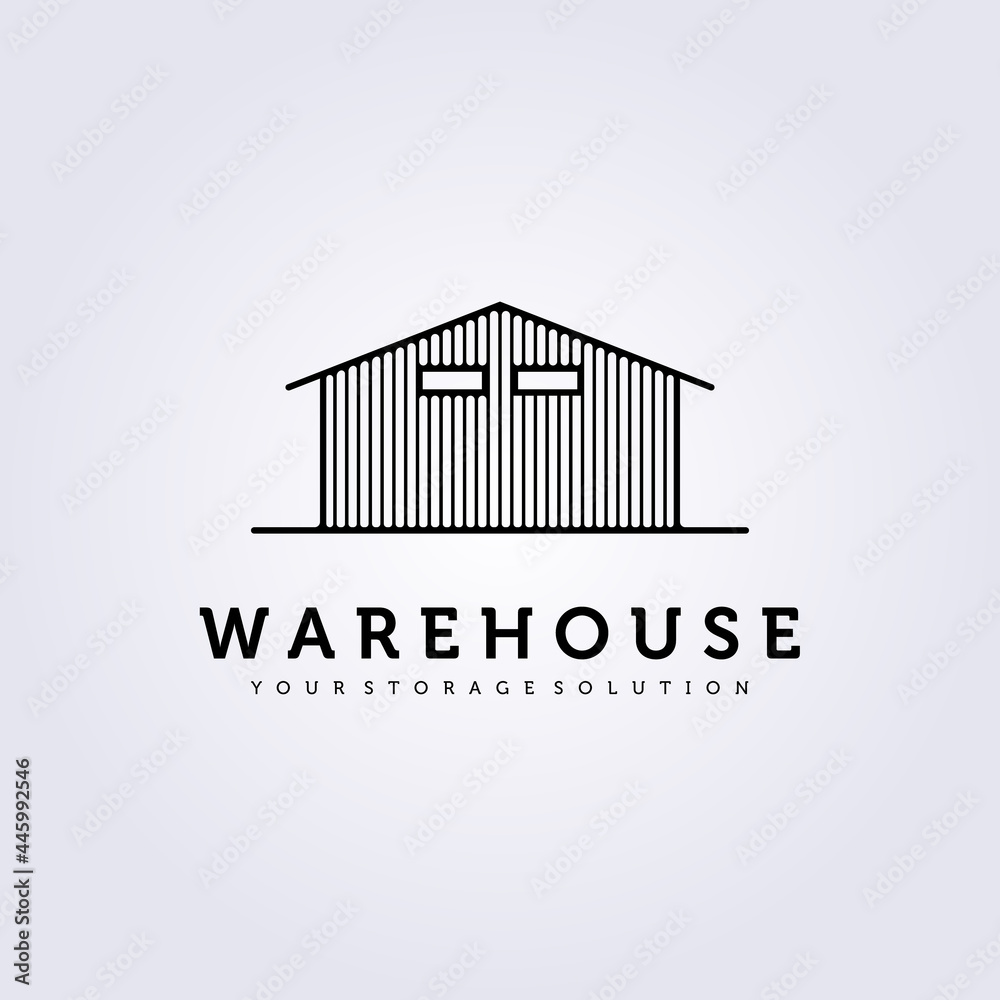 warehouse storage, office industrial logo vector illustration icon line ...