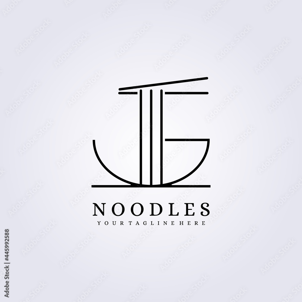 simple noodle line art logo bowl vector illustration design icon symbol ...