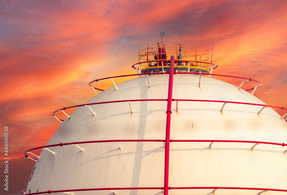 Industrial gas storage tank. LNG or liquefied natural gas storage tank ...