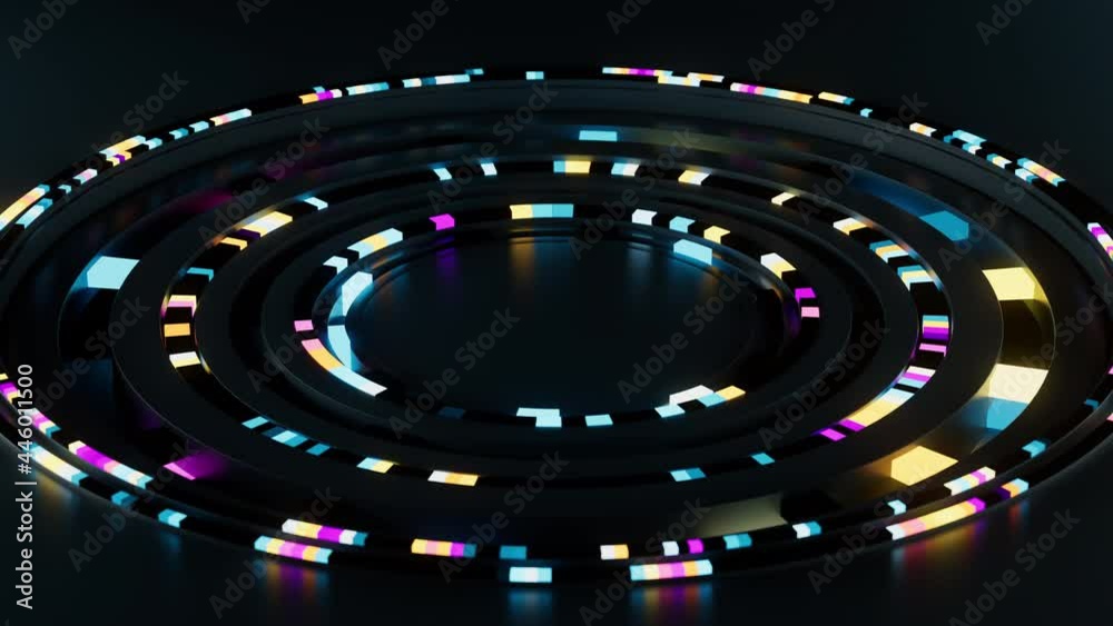 3d render of colorful rings imitates the Artificial Intelligence deep ...