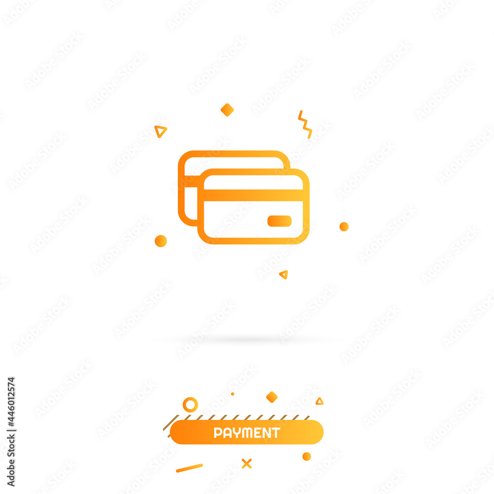 Payment button vector. Gradient payment illustration with credit card ...