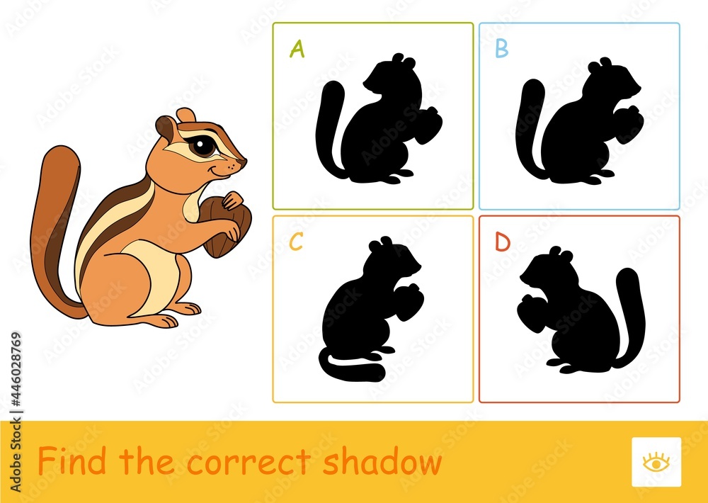 Find the correct shadow quiz children game with simple illustration of ...