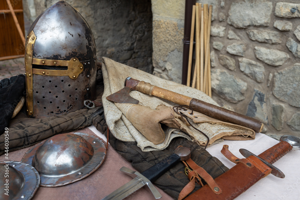 medieval weapons historical reenactments ancient battles Stock Photo ...
