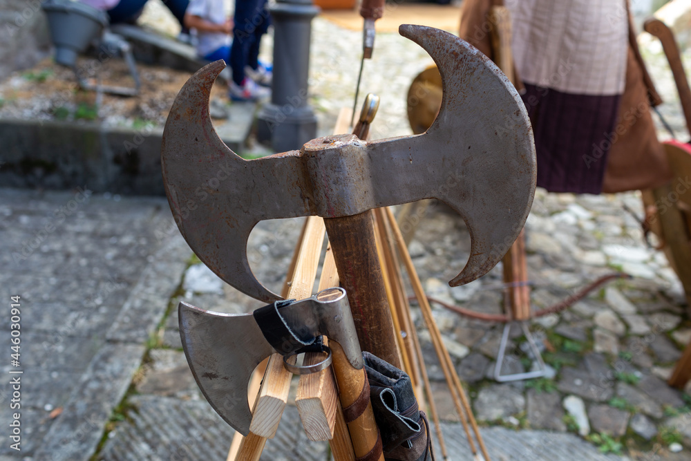 medieval weapons historical reenactments ancient battles Stock Photo ...