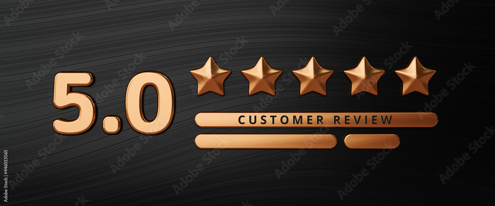 Five gold star rate review customer experience quality service excellent feedback concept on ...