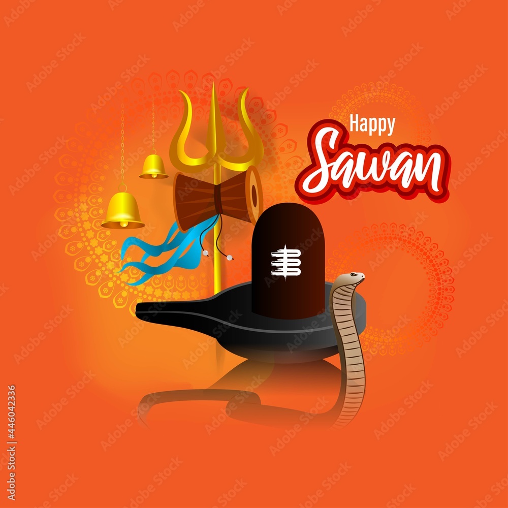 vector illustration for Indian festival happy sawan shivratri, means ...