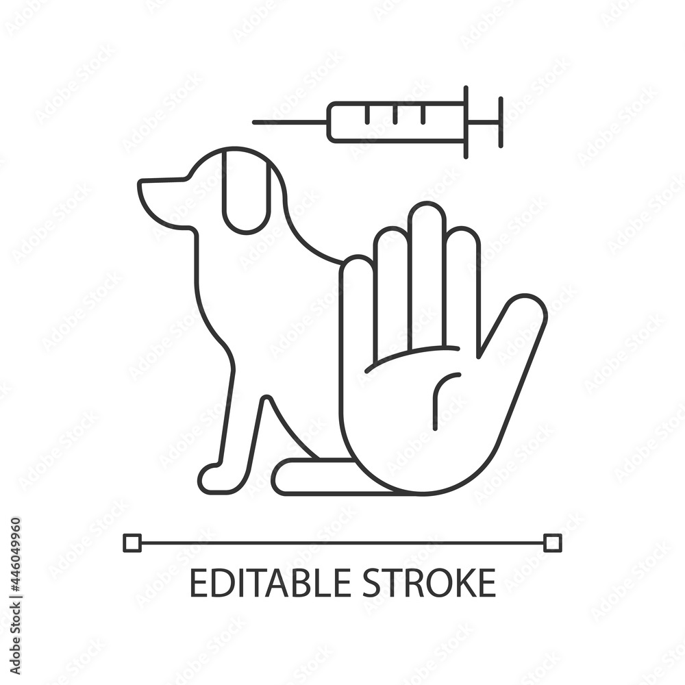 No dog testing linear icon. Stop experiments on animal. Avoid chemical ...