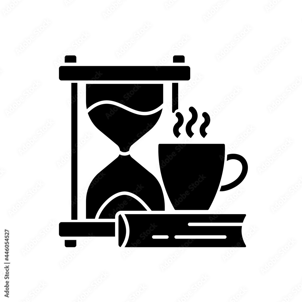 Slow living black glyph icon. Calm and balanced approach to life. Being ...