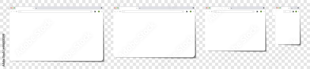 Empty browser window on transparent background, realistic blank browser window with shadow ...