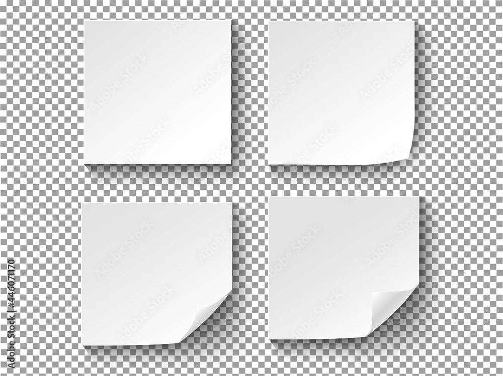 Paper sticker. Square, white, blank sheets with a folded corner. Pages ...