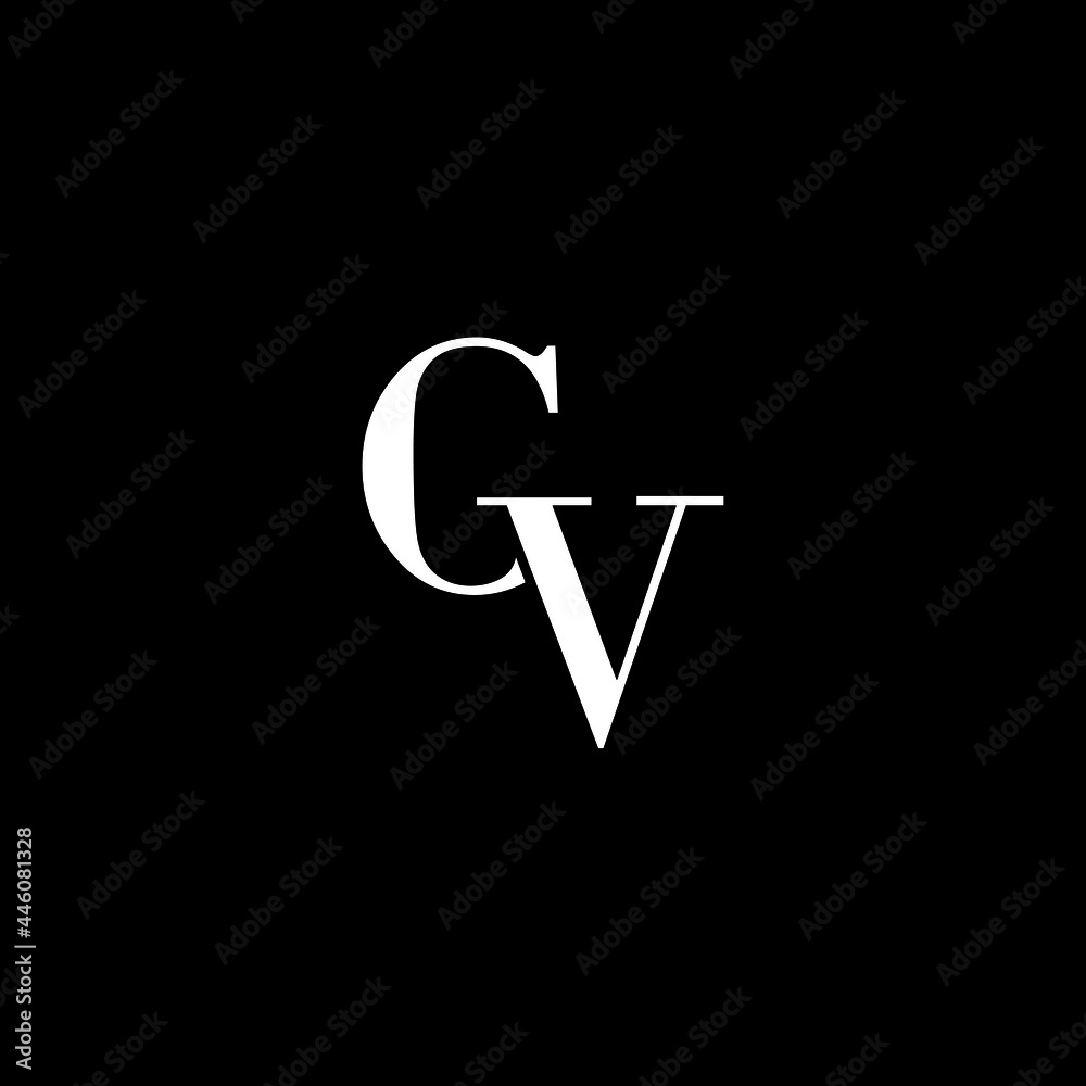 CV letter logo design on black background.CV creative initials letter ...