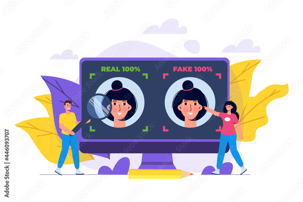 Deepfake, Deep face technology concept. Vector illustration. Stock Vector | Adobe Stock
