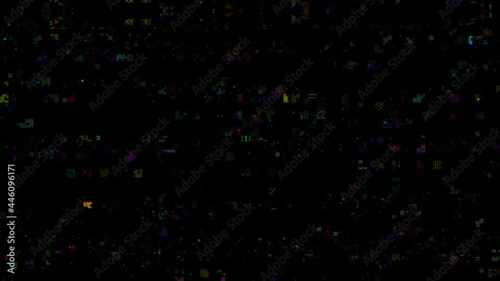 Horizontal distortion of broken video image on black background, VHS ...
