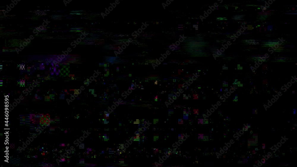 Vidéo Stock Horizontal distortion of broken video image on black ...
