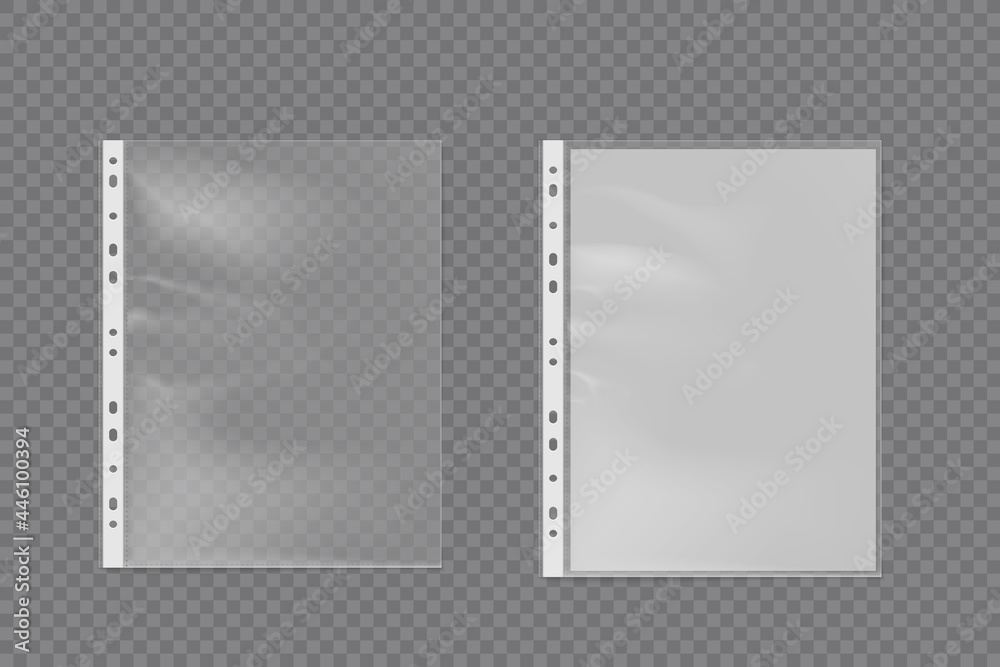 Realistic Plastic Bag For A4 Sheet. Punched Pocket Business File vector ...