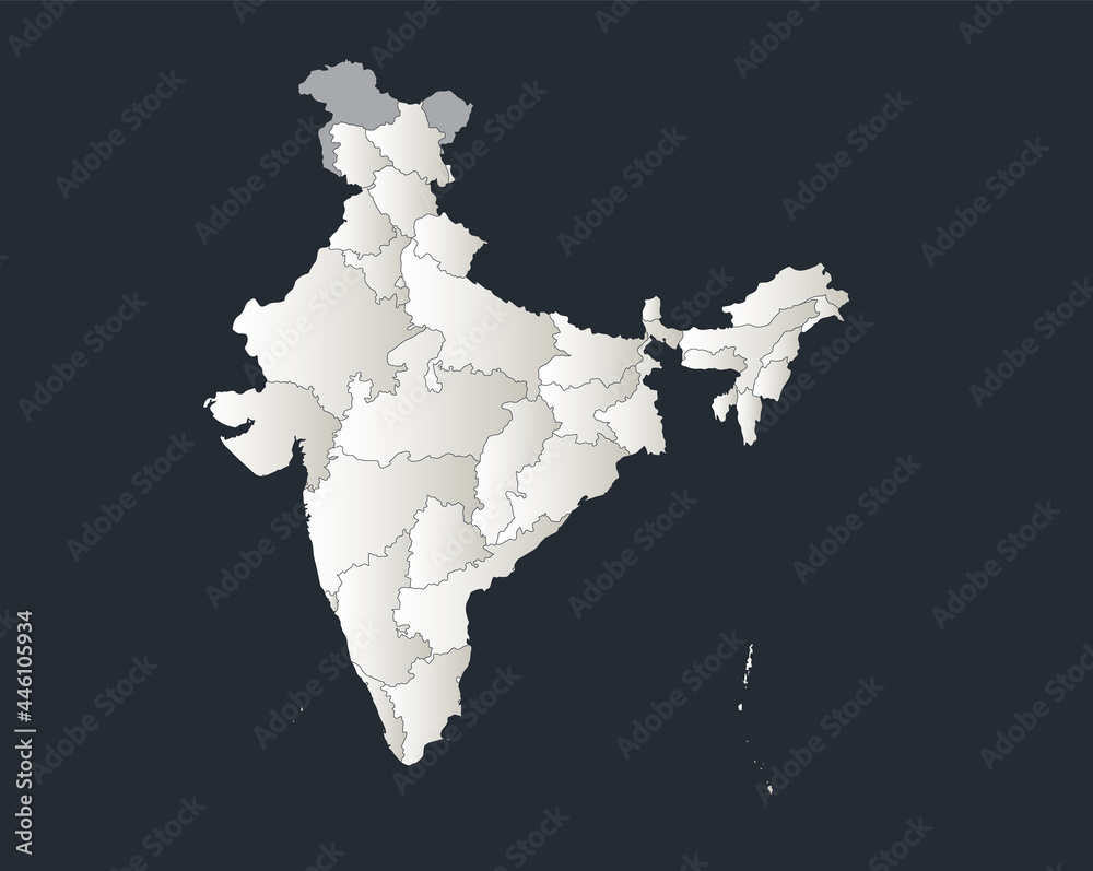 India map, Infographics flat design colors snow white,individual ...
