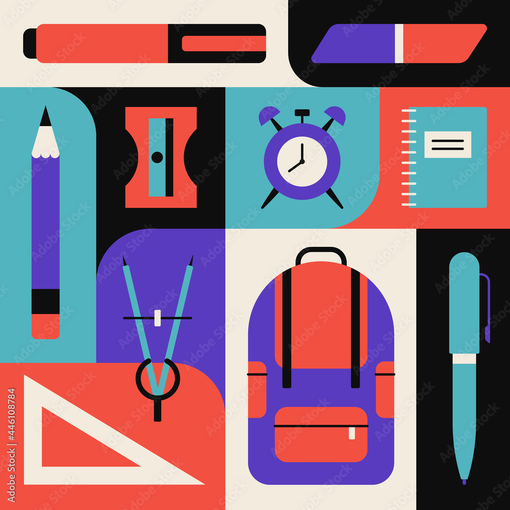 Vector illustration icon set of school. Stock Vector | Adobe Stock