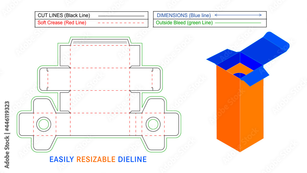 Straight tuck end box with product holder insert dieline template and ...