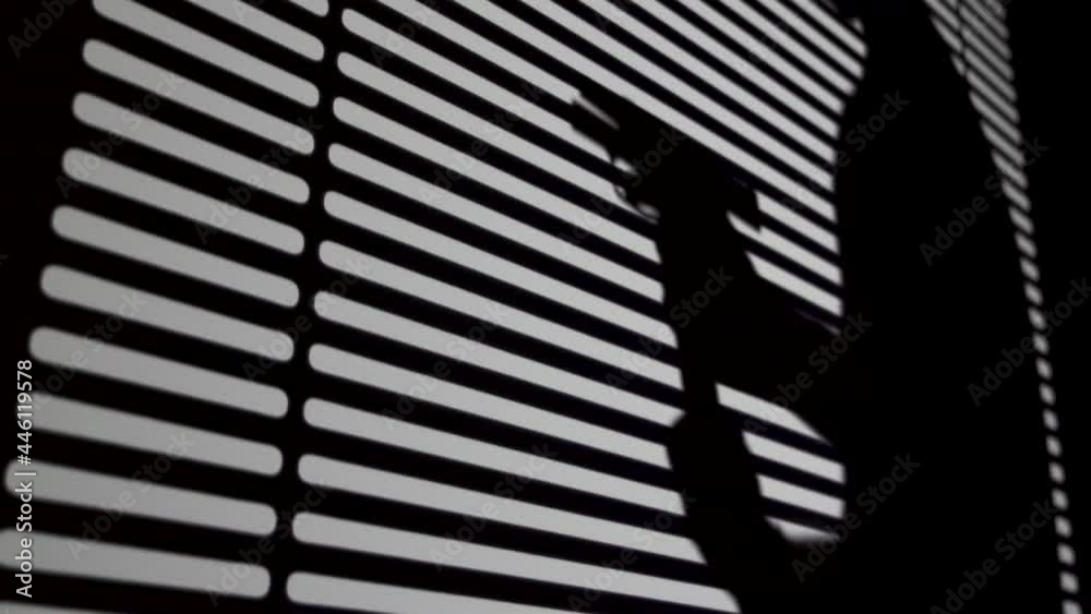 Window Shadow Silhouette of Man Loading Gun Creeping. silhouette of a ...