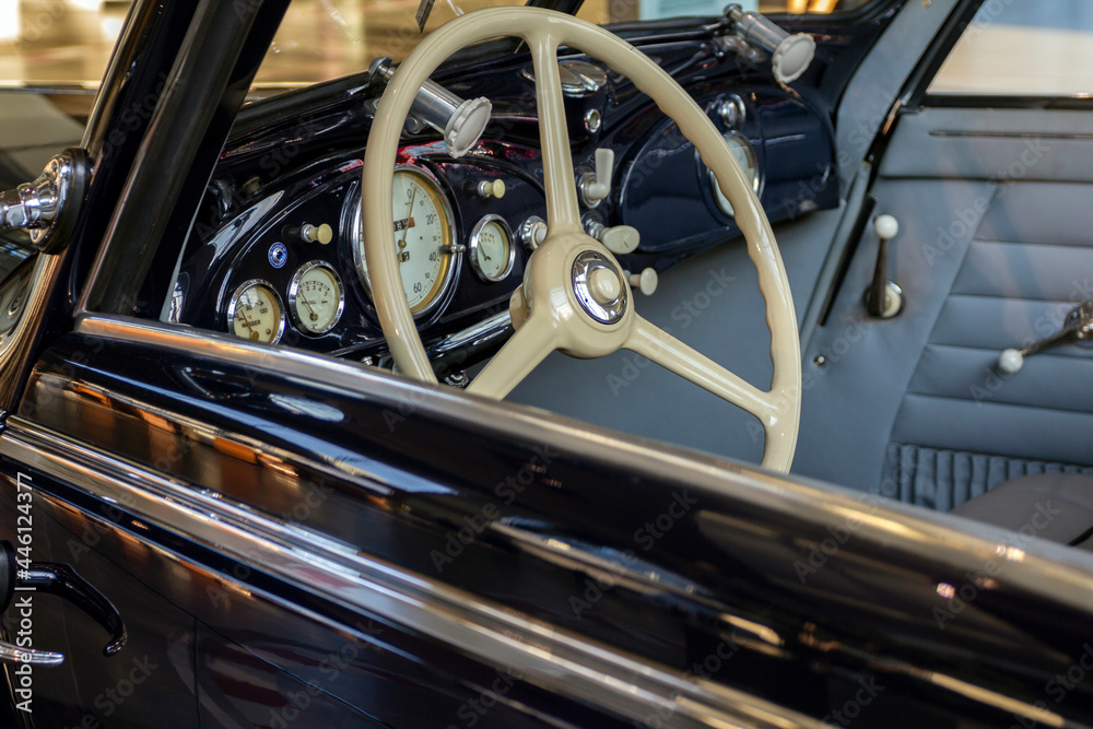 Detail of an old BMW interior in the BMW Welt building in Munich Stock ...