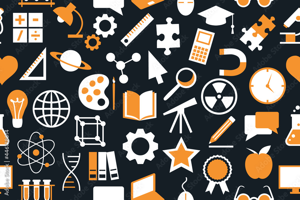 Career study icons seamless pattern. Repetitive vector illustration of ...