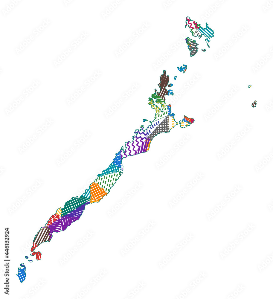 Kid style map of Palawan. Hand drawn polygons in the shape of Palawan ...