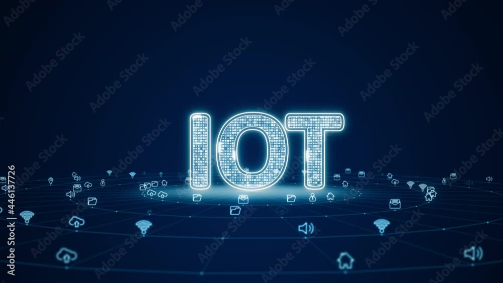 Motion graphic of Blue digital 3D IOT (Internet of things) logo with ...