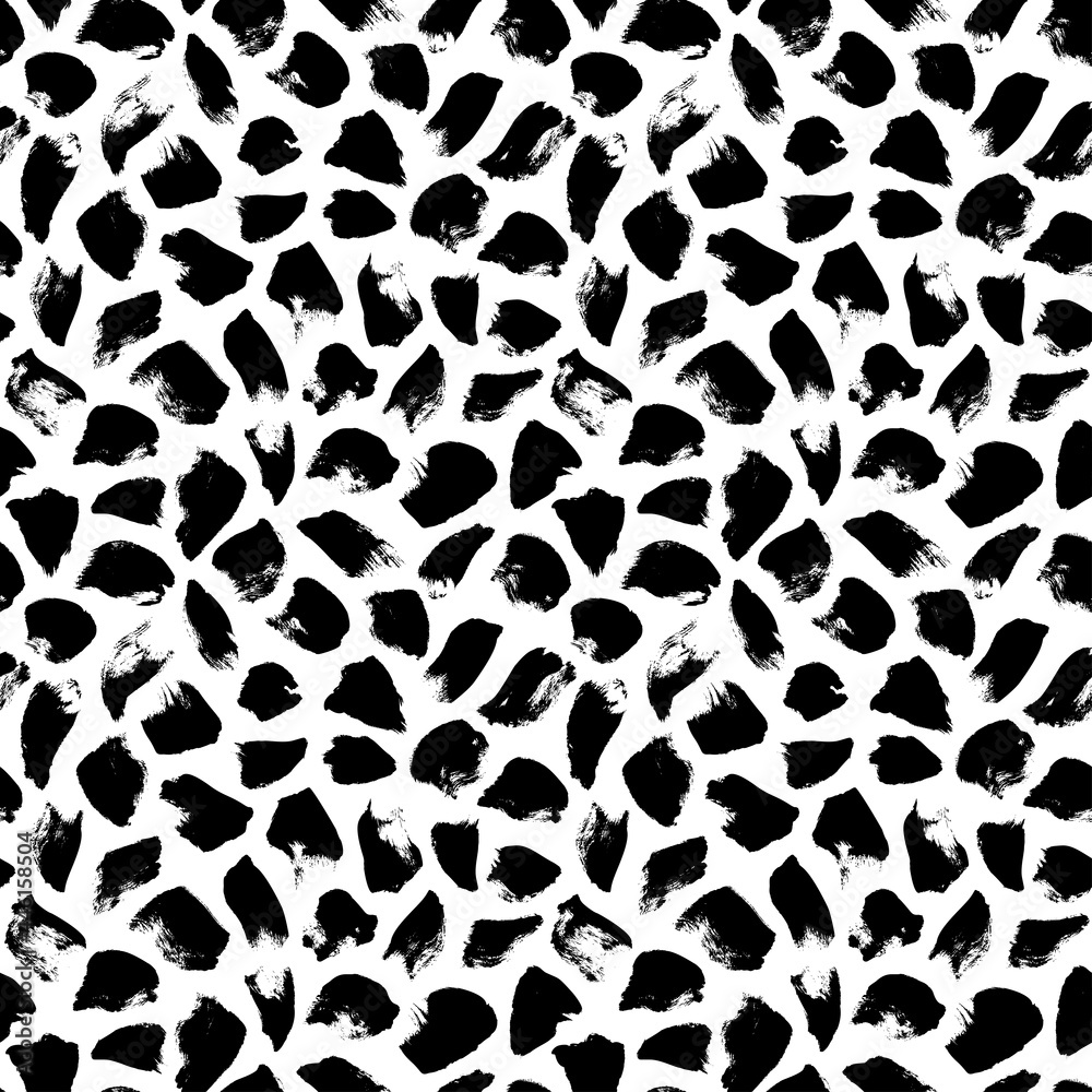 Doodle seamless pattern with black dots. Hand drawn vector simple ...