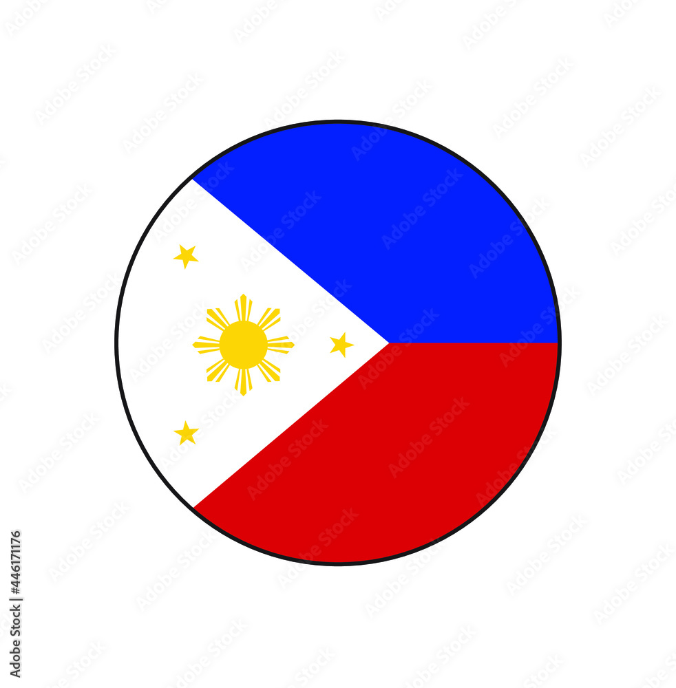 Philippines Flag Button circle on isolated white for Asia Country push ...