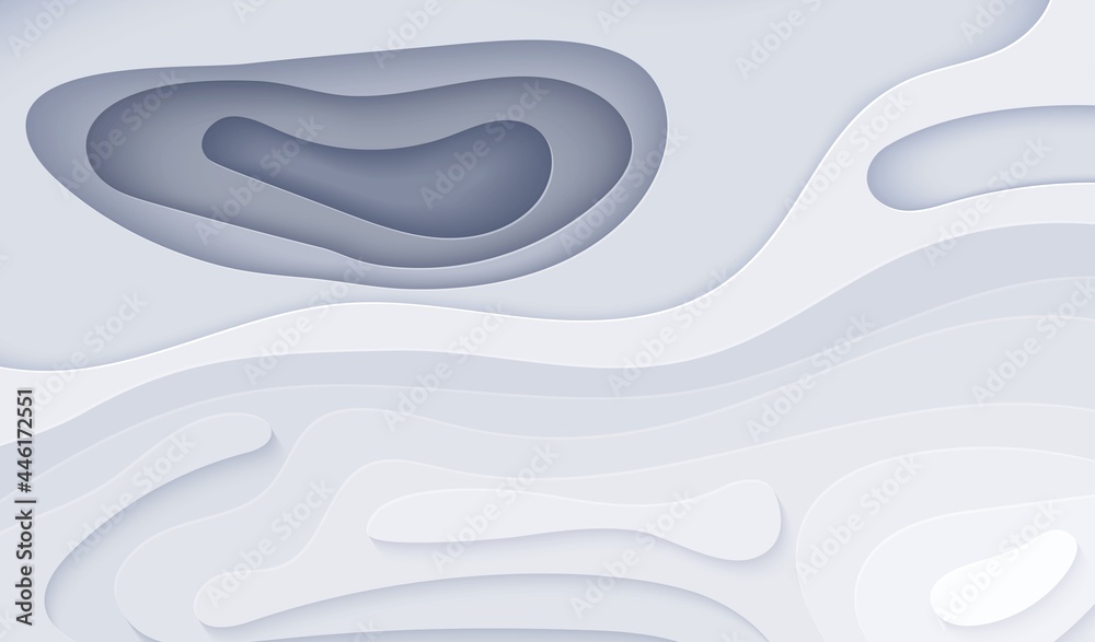 Topographic map in paper cut style. 3d abstract background with cut out ...