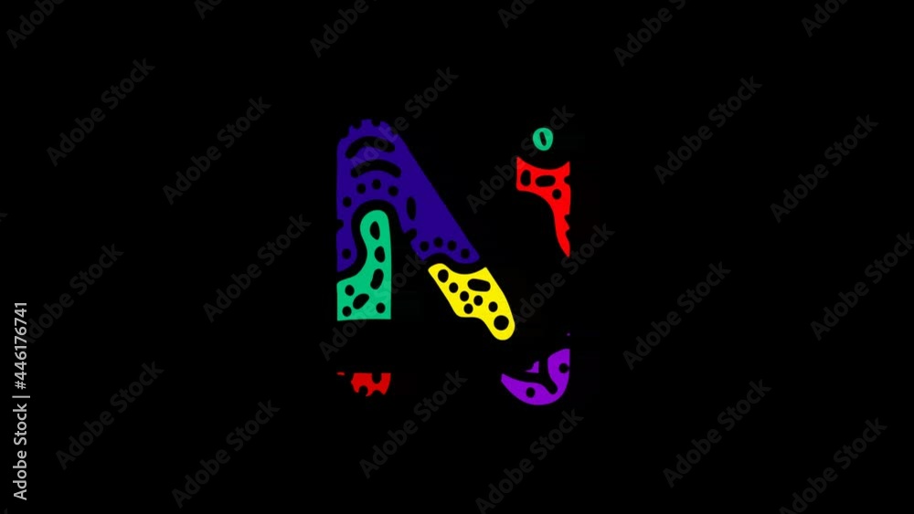 Letter N. 4K video. Transparent Alpha channel. Unique cartoon doodle ...