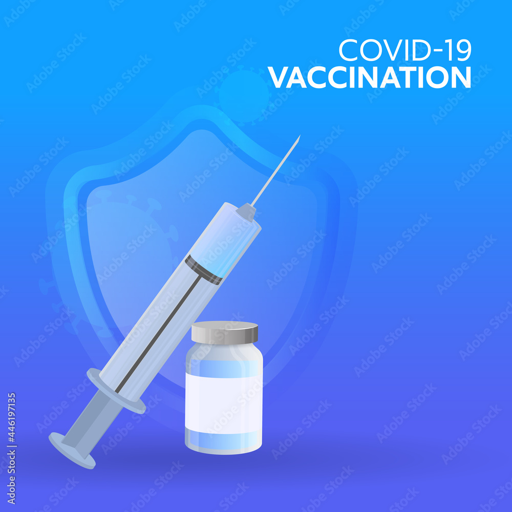 Covid-19 Vaccination Concept With Vaccine Bottle, Syringe And Security ...