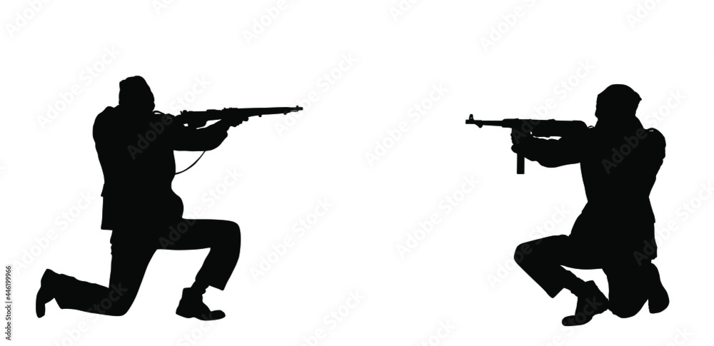 Second world war army soldier opponents with rifle in battle vector ...