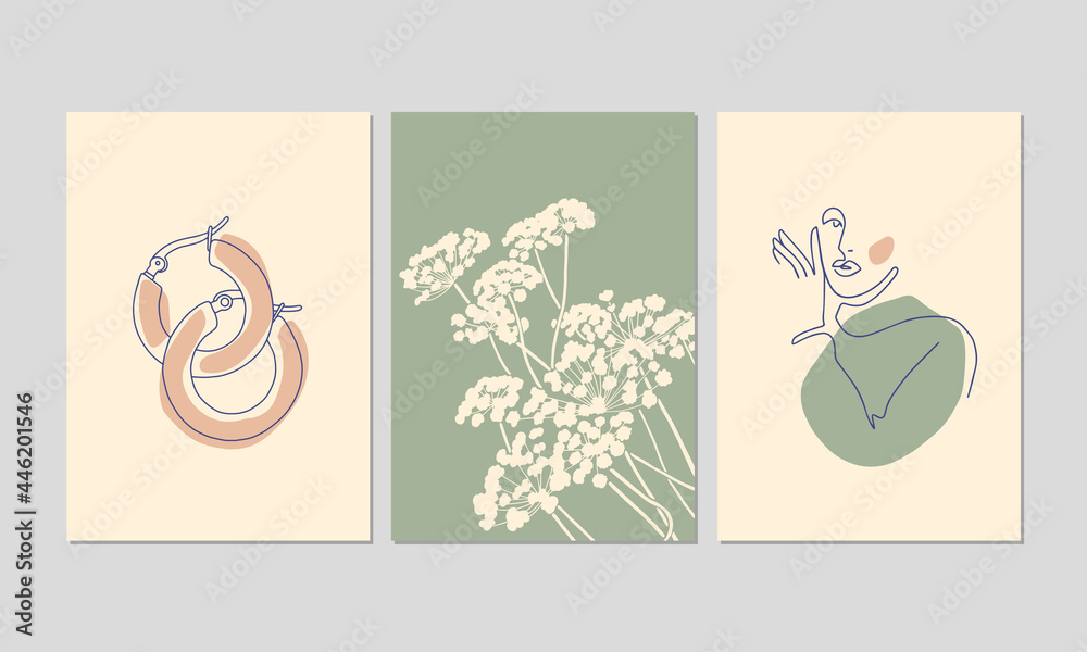 Contemporary aesthetic posters with abstract minimalist illustrations ...