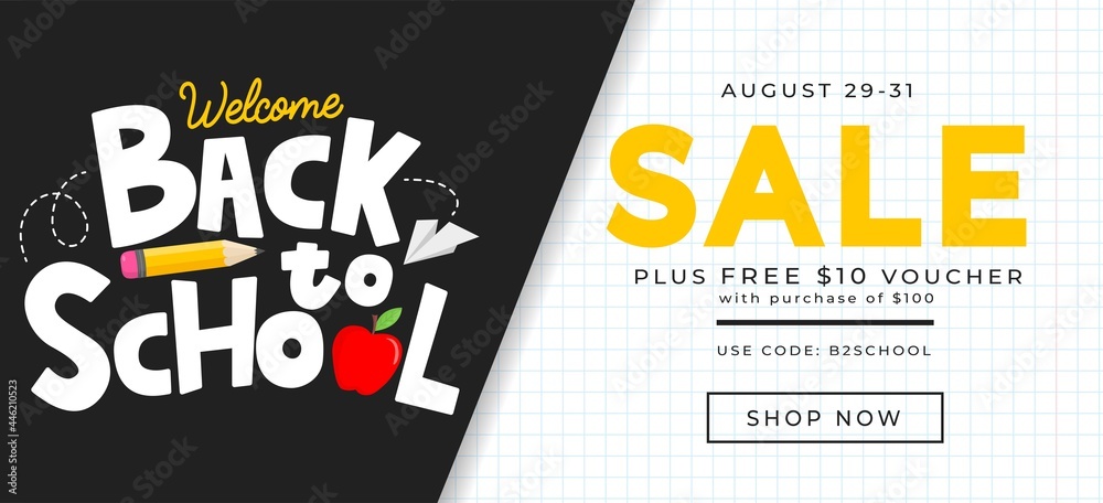 Back to school sale banner design template. Welcome back to school ...