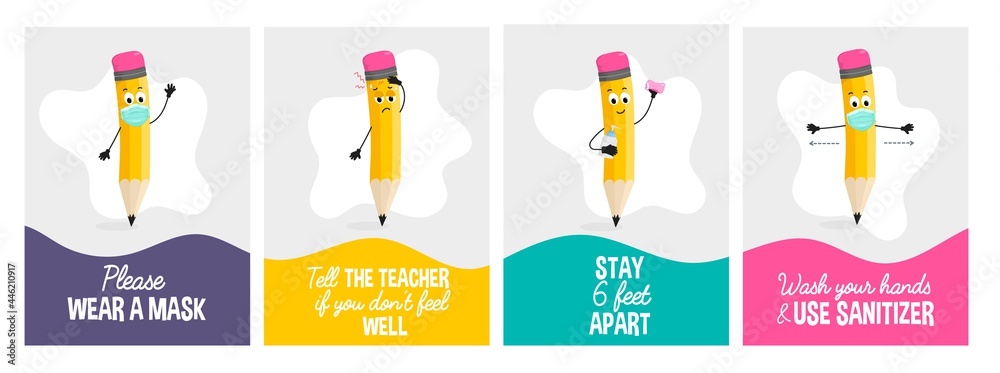 Back to School Covid Safety poster set.After pandemic school safety ...