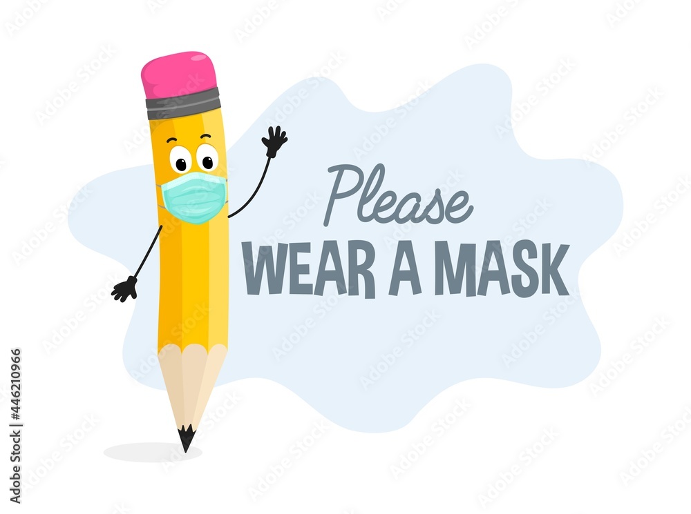 Please wear a mask Covid Safety poster. After pandemic safety concept ...