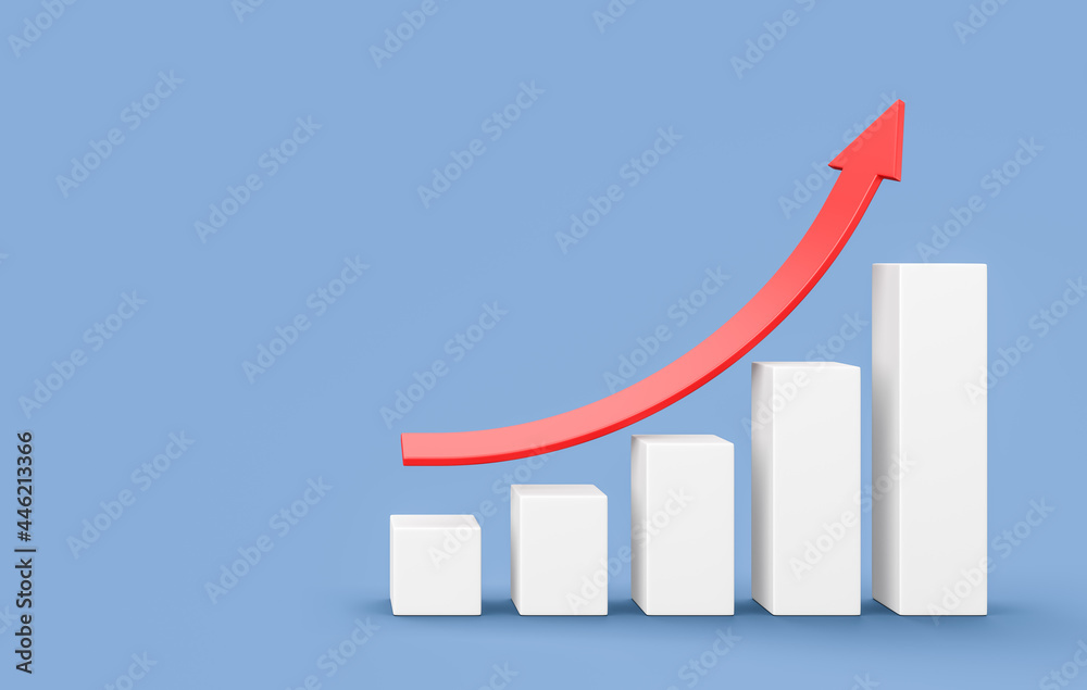 Growing Bar Chart on Blue Background Stock Illustration | Adobe Stock