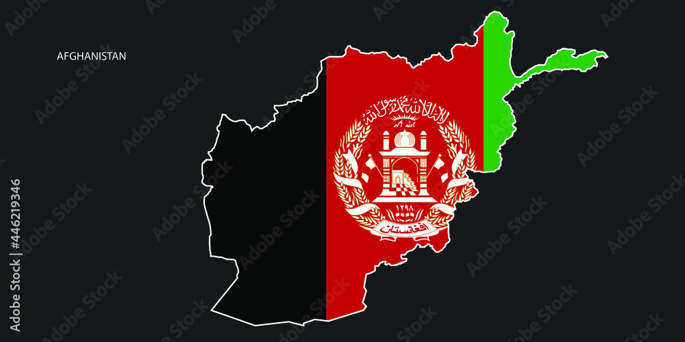 Afghanistan map with flag decoration on dark grey background. Stock ...