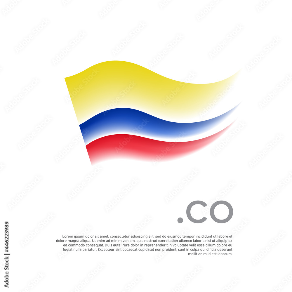 Colombia flag. Stripes colors of the colombian flag on a white ...