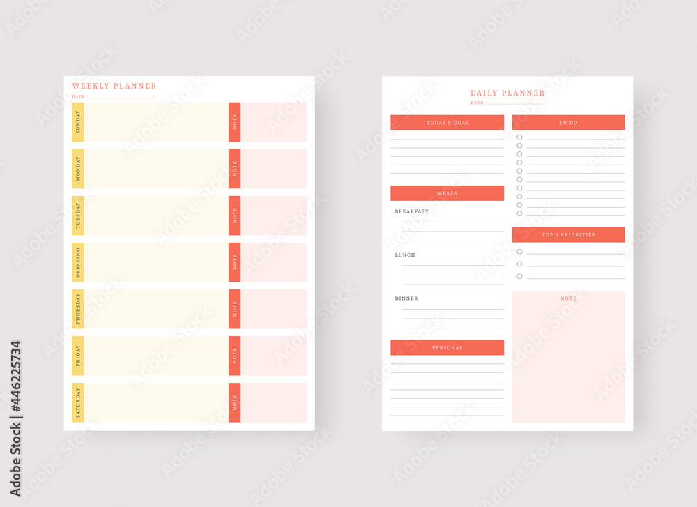 Modern planner template set. Set of planner and to do list. Daily and ...