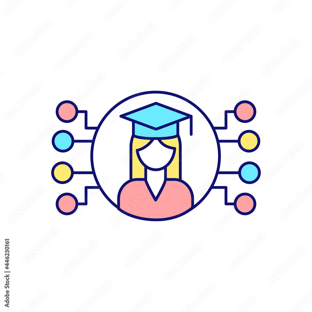 Choosing study field for college RGB color icon. Specific subject areas ...