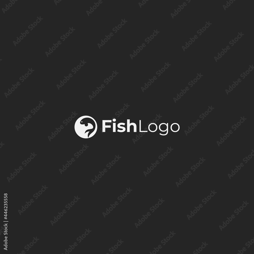 unique fish logo design icon, monochrome fish logo concept, rain fish ...